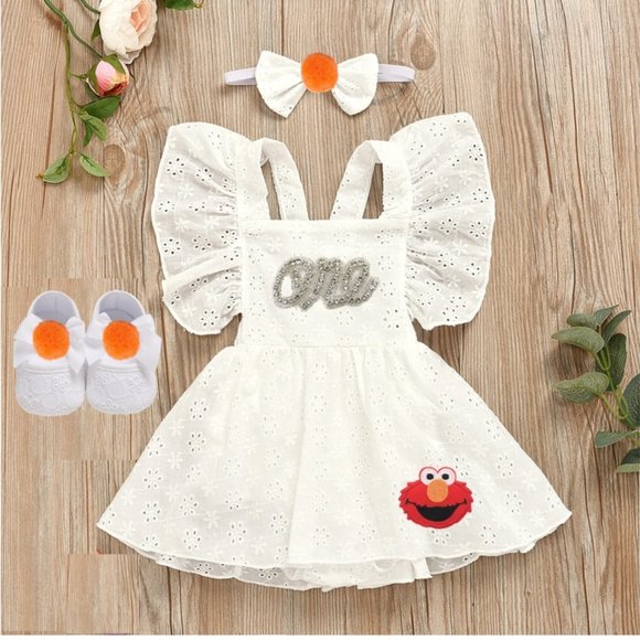 boutique | One Pieces | Elmo Dress Birthday Romper Dress Clothes Sesame ...